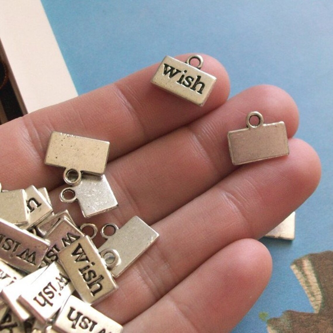 10 'wish' Charms, Silver Tone, 13mm - Etsy
