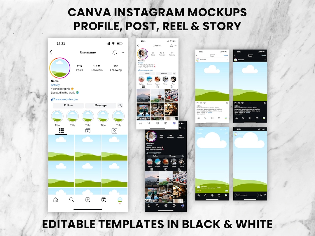 Editable Instagram Profile Mockups Templates Models Social Media Feed ...
