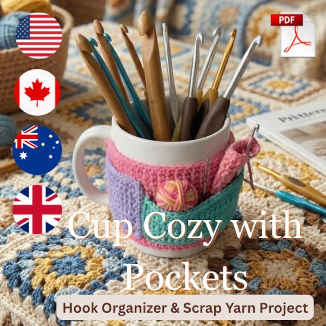 Crochet Mug Organizer Pattern | Cup Cozy With Pockets (digital Download ...