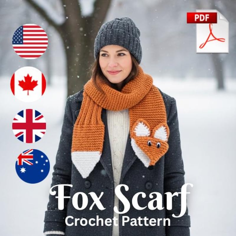 Crochet Fox Design Scarf - Etsy