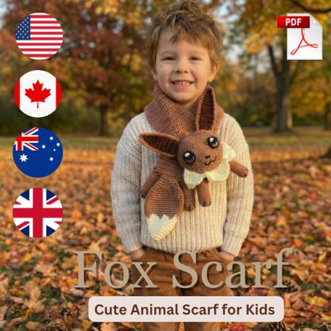 Crochet Fox Scarf PDF Pattern | Cute Animal Scarf for Kids | Amigurumi ...