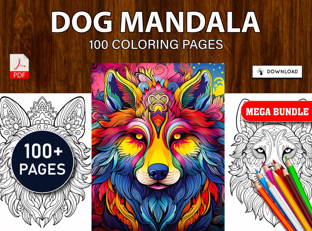 100 Dog Mandala Coloring Pages | 100 Different Breed of Dogs | Animal ...