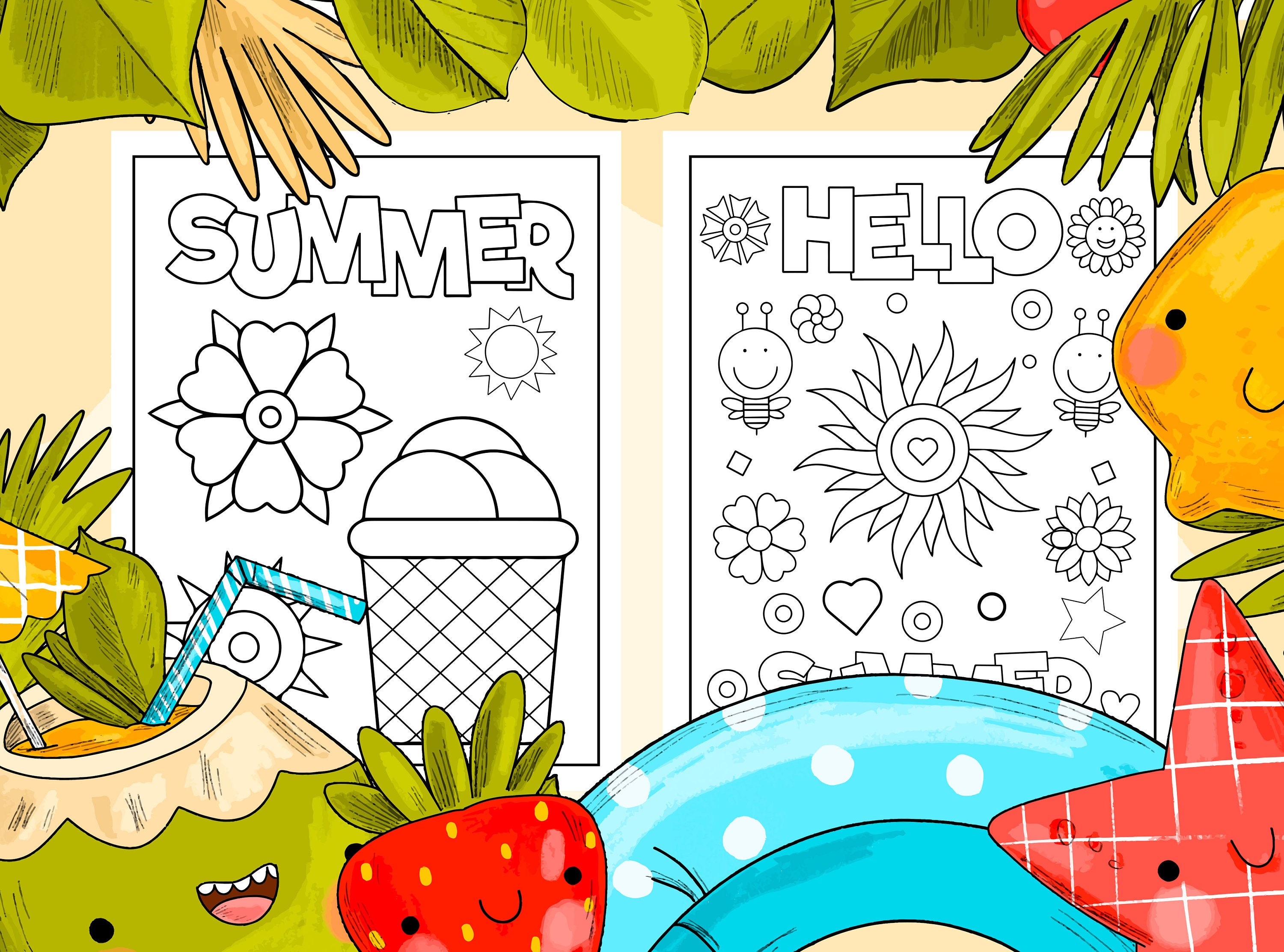 Hello Summer Coloring Pages for Kids.30 Printable Summer Coloring Pages ...