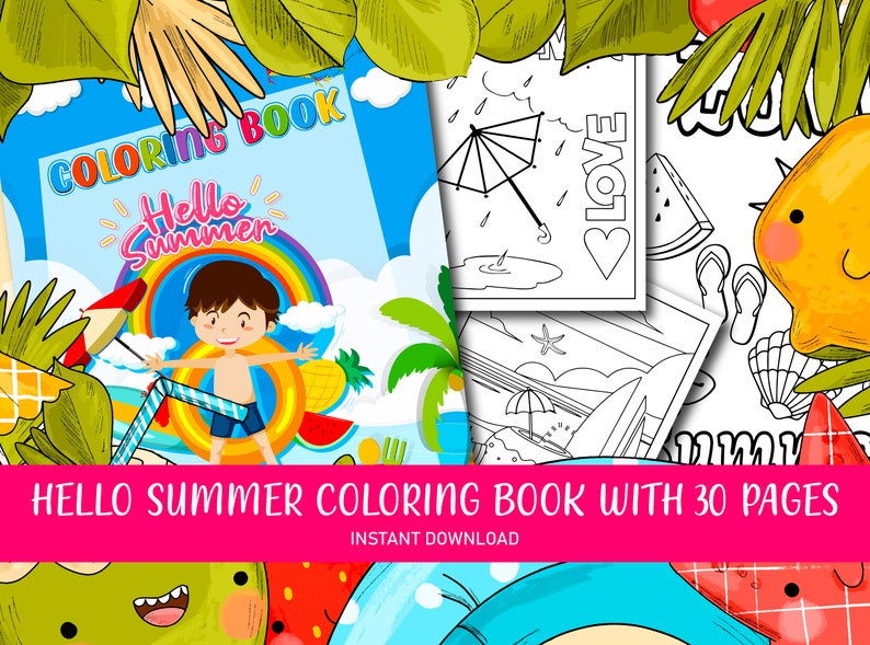 Hello Summer Coloring Pages for Kids.30 Printable Summer Coloring Pages ...