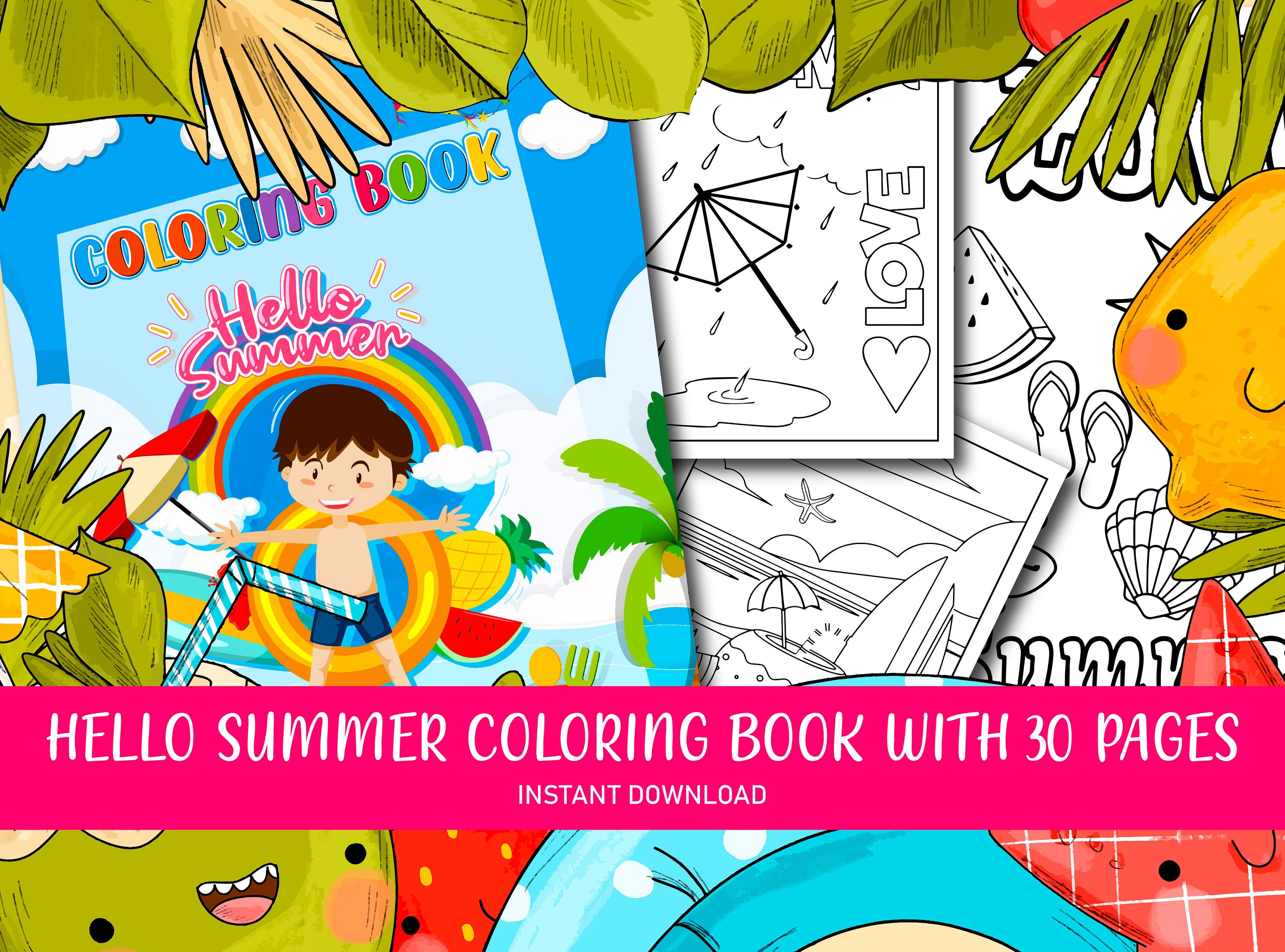 Hello Summer Coloring Pages for Kids.30 Printable Summer Coloring Pages ...
