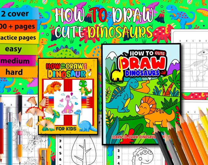 How to Draw Cute Dinosaurs for Kids. Step-by-step Guide With 50+ Sample ...