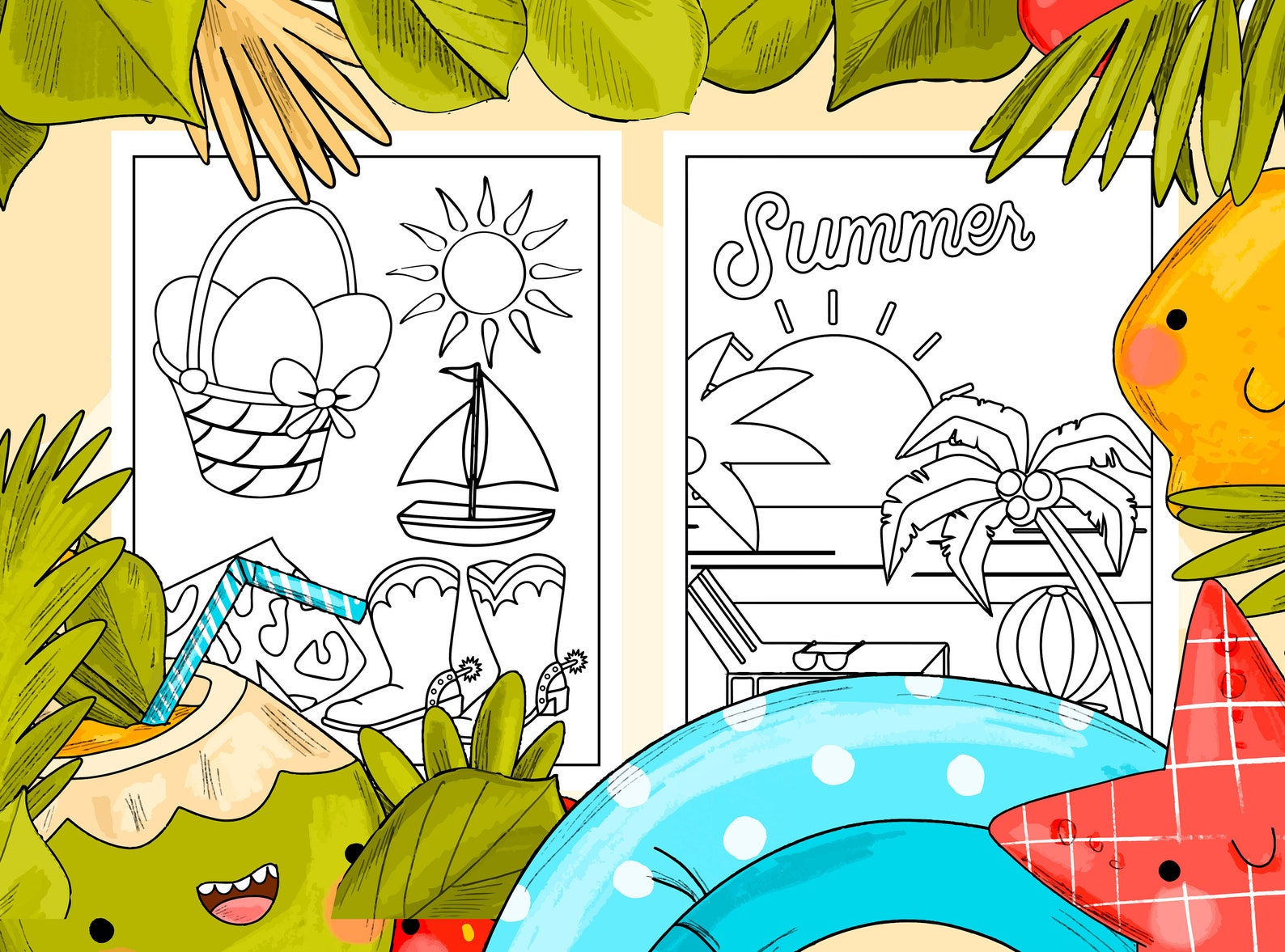 Hello Summer Coloring Pages for Kids.30 Printable Summer Coloring Pages ...