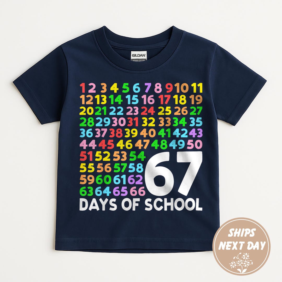 67 Days of School Shirt Kids | Colorful Numbers Teacher Student Tee ...