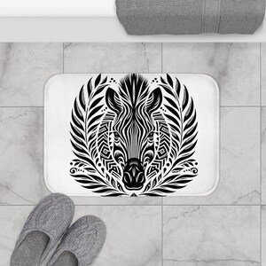 Zebra Print Bath Mat Black and White Animal Print Bathroom Rug, Safari ...