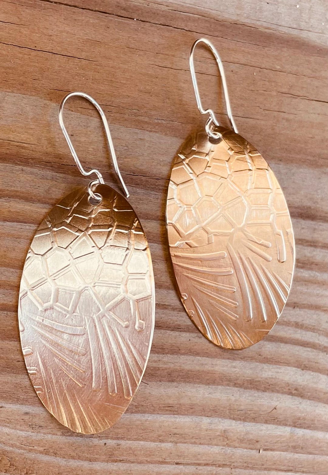 Lightweight Brass Patterned Earrings. Handmade Funky Earrings. Big ...