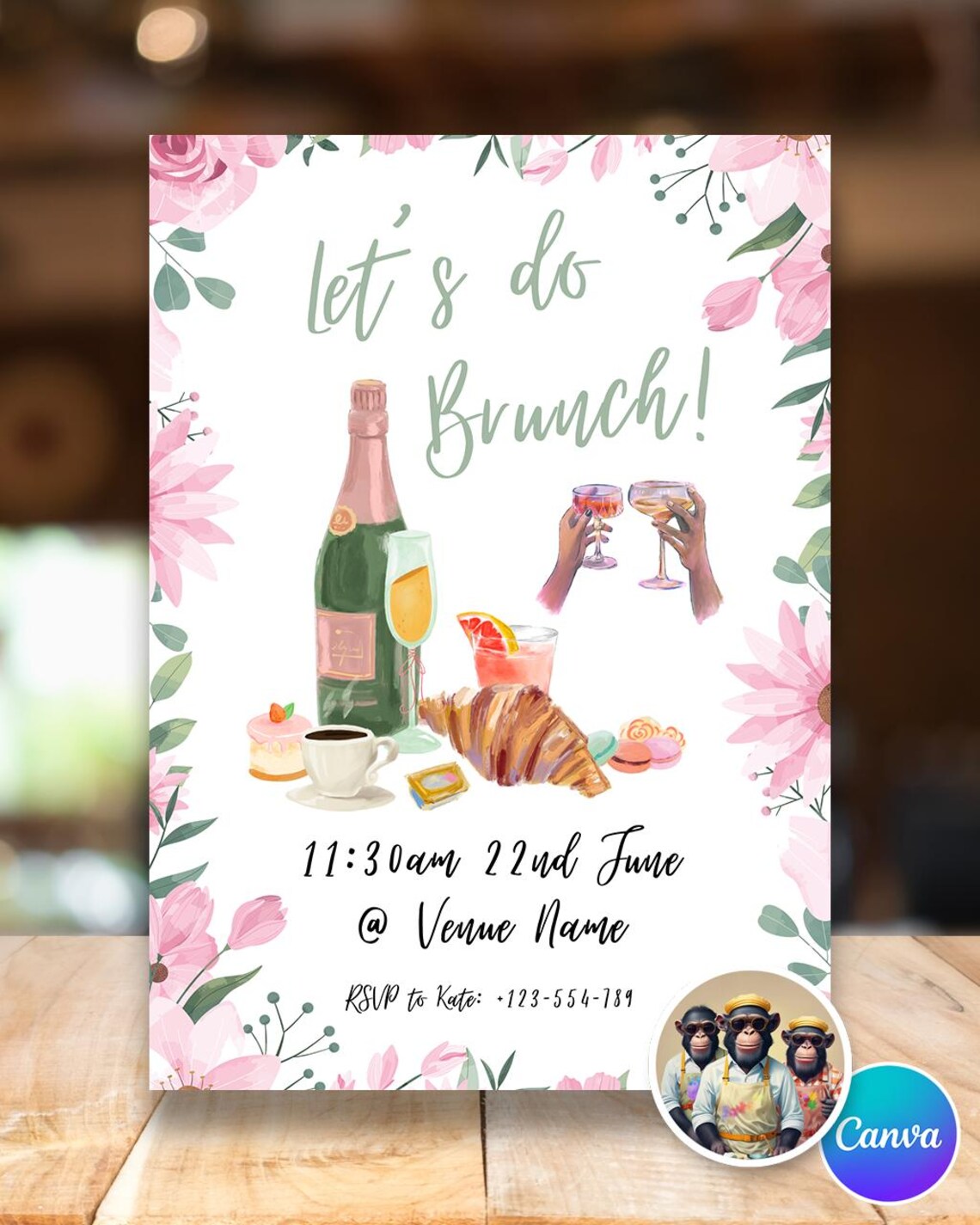 Let's Do Brunch Theme Party Invitation, Editable Adults Brunch ...
