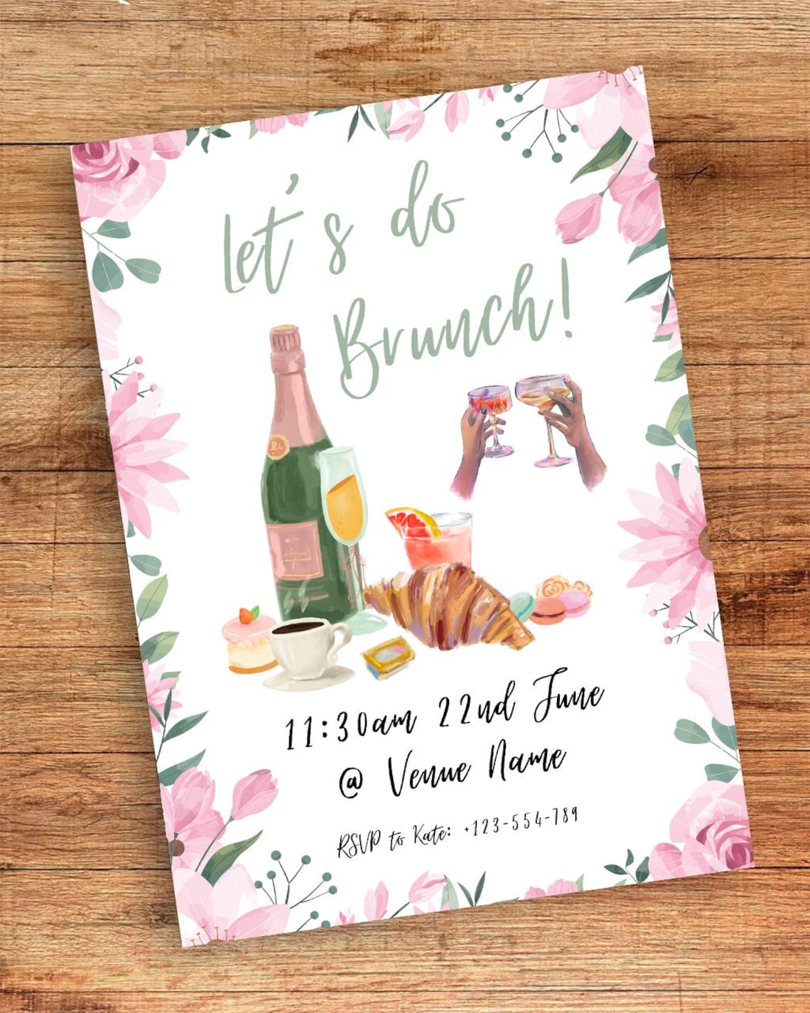 Let's Do Brunch Theme Party Invitation, Editable Adults Brunch ...