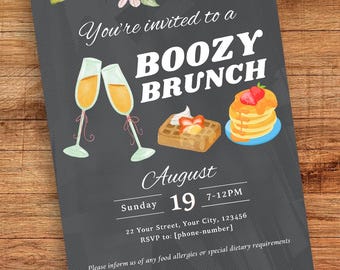Let's Do Brunch Theme Party Invitation, Editable Adults Brunch ...