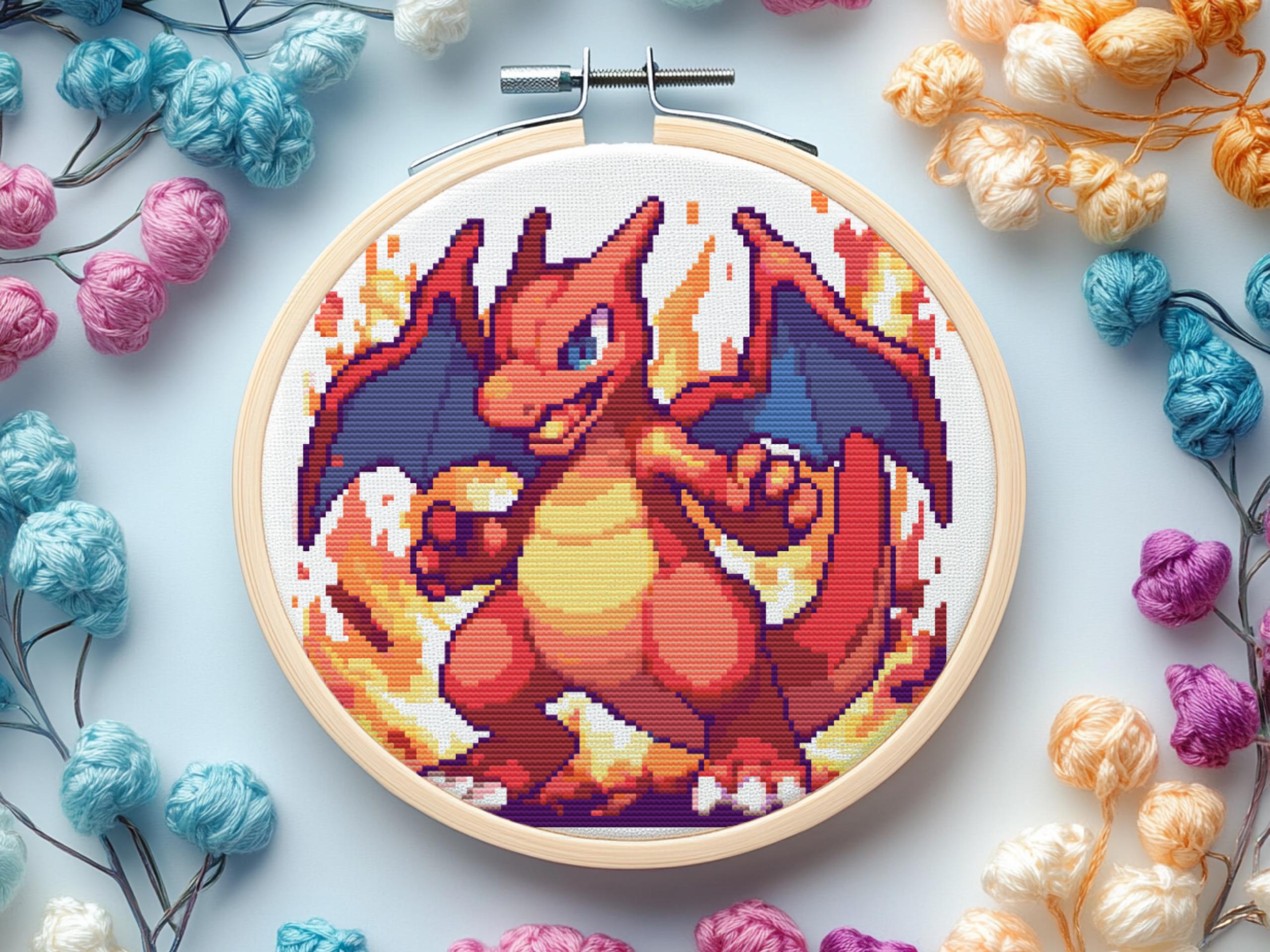 Cute Charizard Digital Cross Stitch Pattern PDF File | Cute Cartoon ...