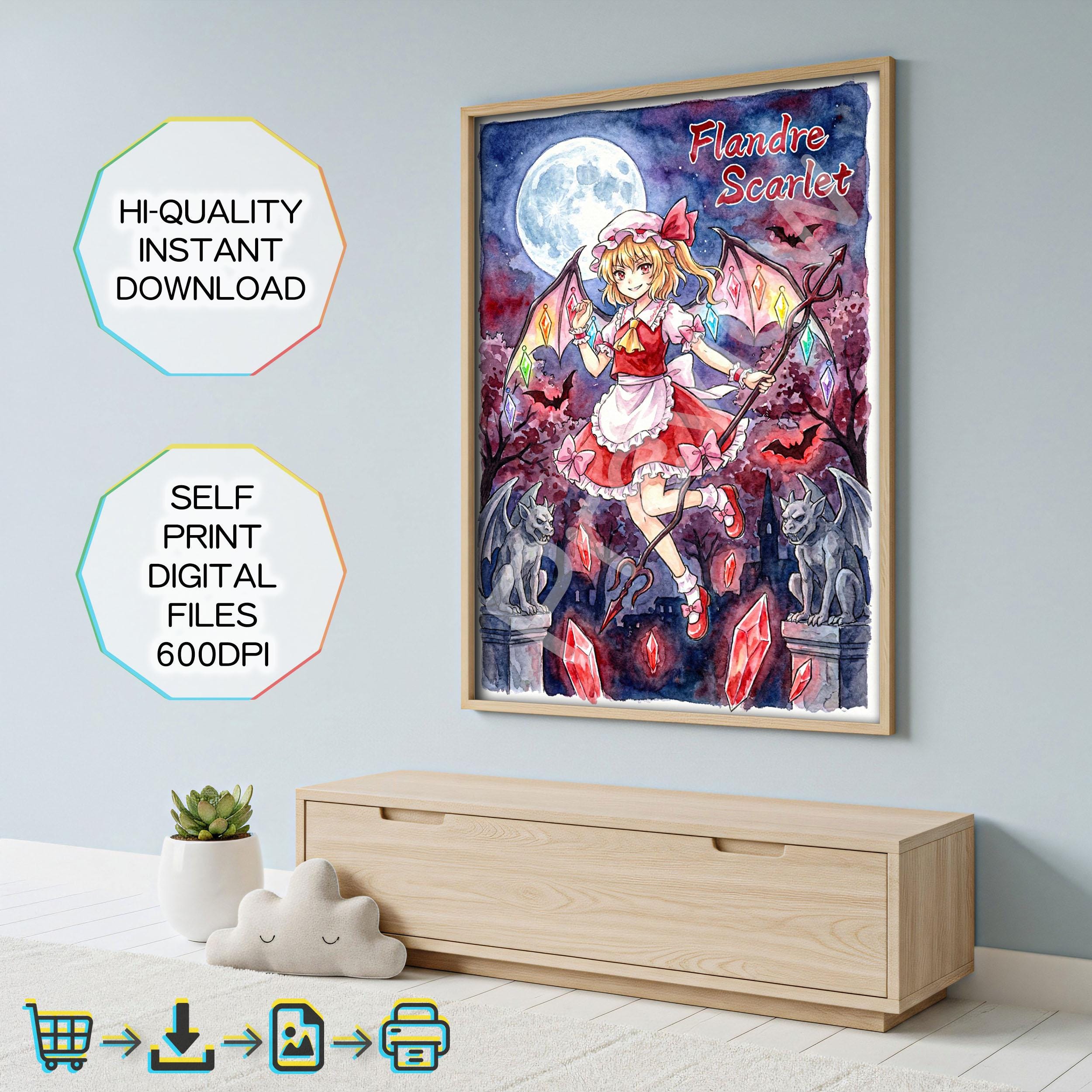 Touhou Poster Set of 8, Watercolor Wall Art Bundle, Colorful, Anime ...