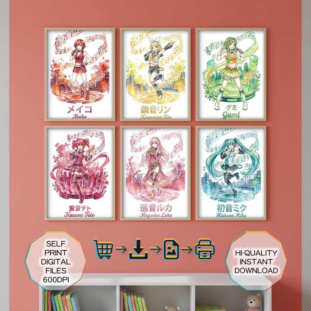 Vocaloid 6 Poster Set Bundle, Miku Wall Art, Anime Fan Art Print ...