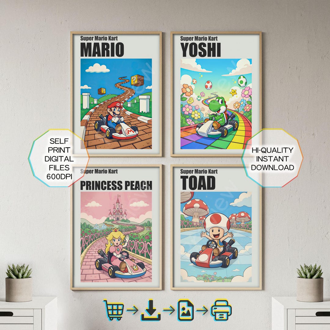 Mario Kart Collection Set Posters - Printable Wall Art - Digital Print ...