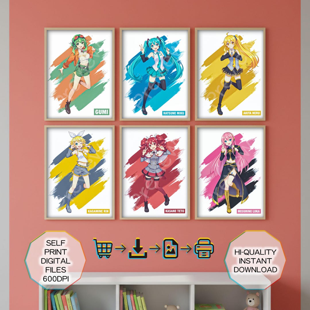 Vocaloid 6 Poster Set, Miku Wall Art Bundle, Anime Fan, Art Print ...