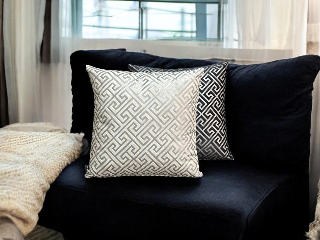Greek Key Design Pillow Covers, Greek Key Throw Pillows for Livingroom ...