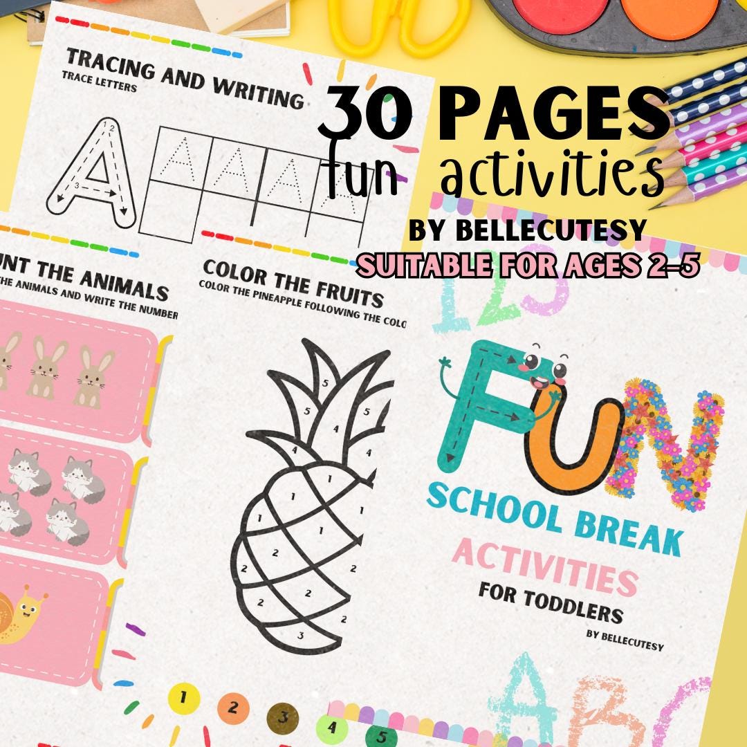 Printable Fun School Break Activities for Toddlers , Tracing, Spot ...