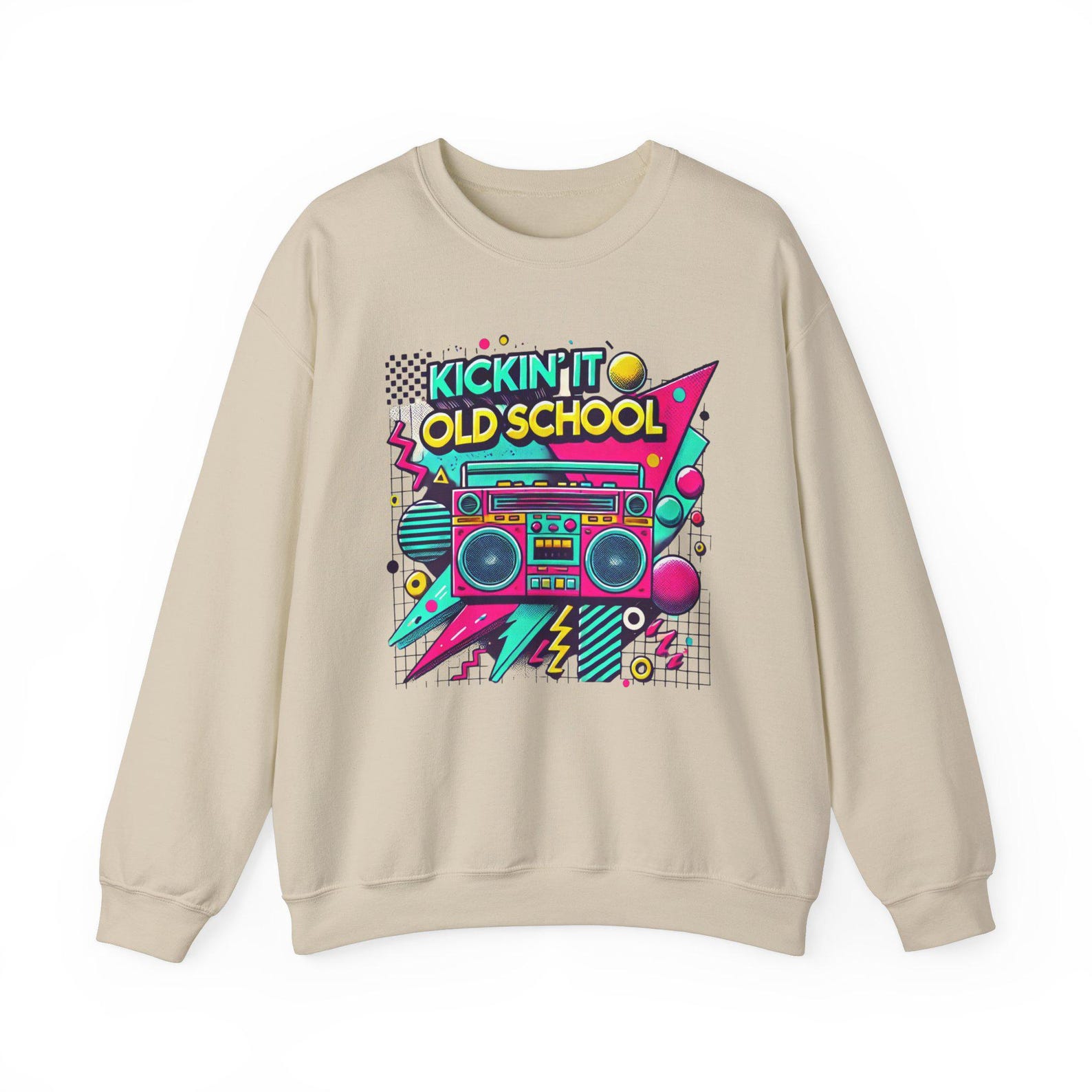 Retro Kickin' It Old School Boombox Sweatshirt, 80s 90s, Crewneck ...