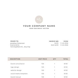 Editable Invoice Template, Professional Business Invoice, Canva ...