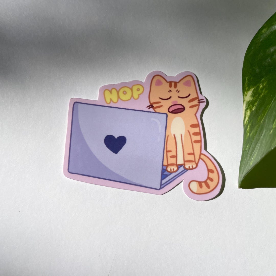 Cat Computer Office Working Kawaii Laptop Stickers Cute Stickers ...