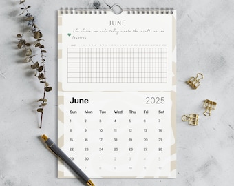 2025 Monthly Wall Calendar Printable & Editable Habit Tracker Monday ...