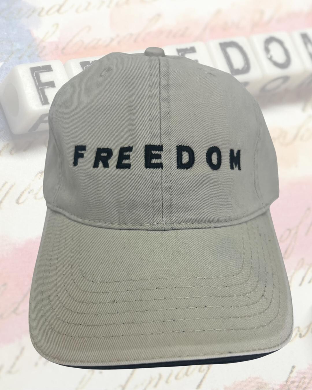 Freedom Unstructured Embroidered Hat in Tan or White, Justice Charlie ...