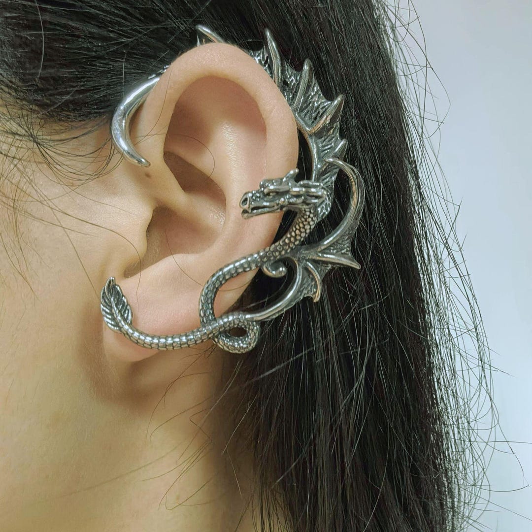 Elegant Dragon Ear Cuff Gothic Dragon Jewelry, Dragon Wings Design ...