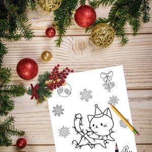 Christmas With Mitten and Tinsel the Cats Coloring Pages Kids Festive ...