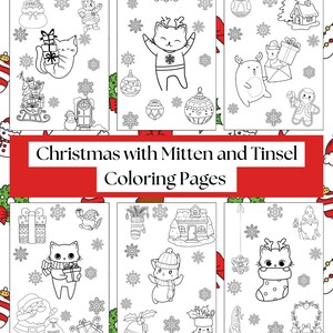 Christmas With Mitten and Tinsel the Cats Coloring Pages Kids Festive ...