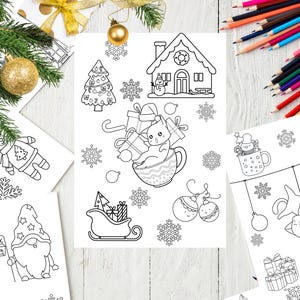 Christmas With Mitten and Tinsel the Cats Coloring Pages Kids Festive ...