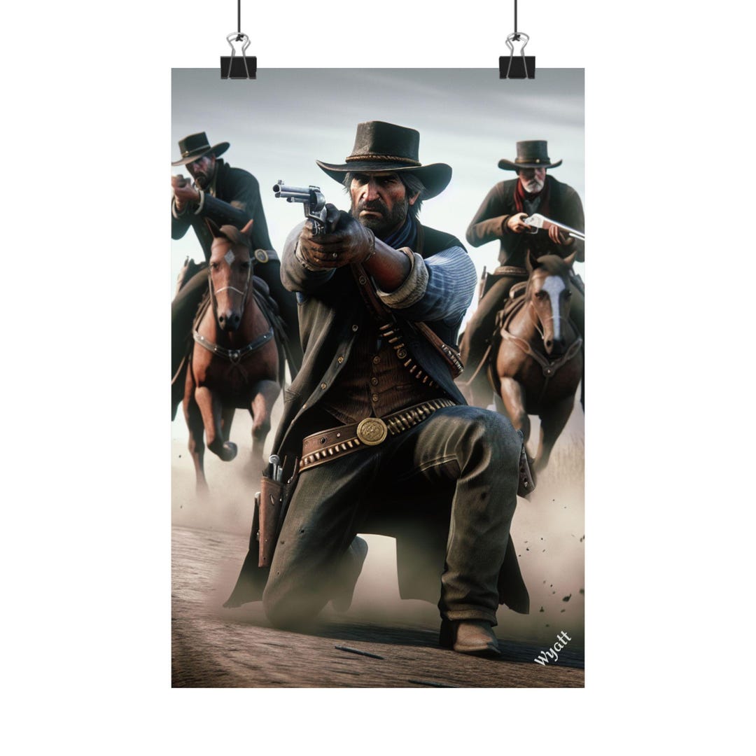 Western Cowboys Matte Vertical Poster, Wild West Art Print, Pistol Duel ...