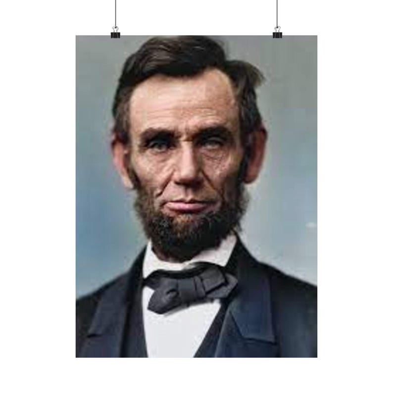 Vintage Abraham Lincoln Matte Vertical Poster, Color Enhanced Art Print ...
