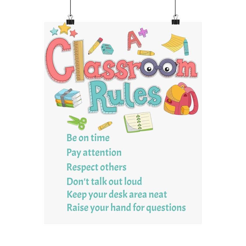 Classroom Rules Matte Vertical Poster, Educational Wall Art for ...