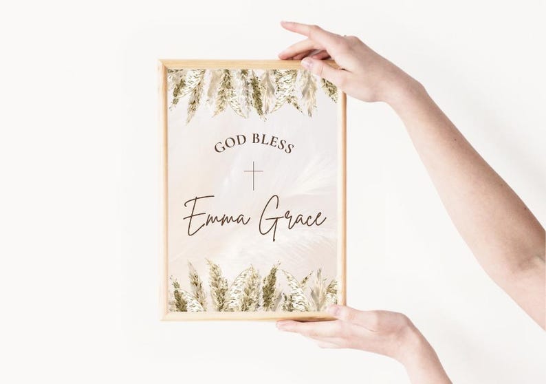 Boho Arch God Bless Sign, Pampas Grass Nursery Decor, Baby Gift ...