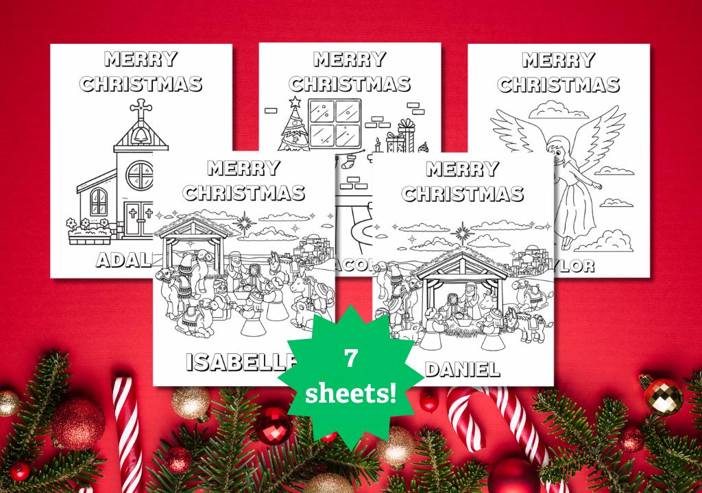 Christmas Nativity Scene Coloring Pages | Pack of 7 Sheets | Edit Each ...