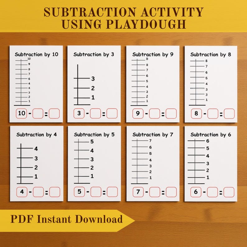 Subtraction Playdough Mats – 8 Printable Pages for Preschool ...
