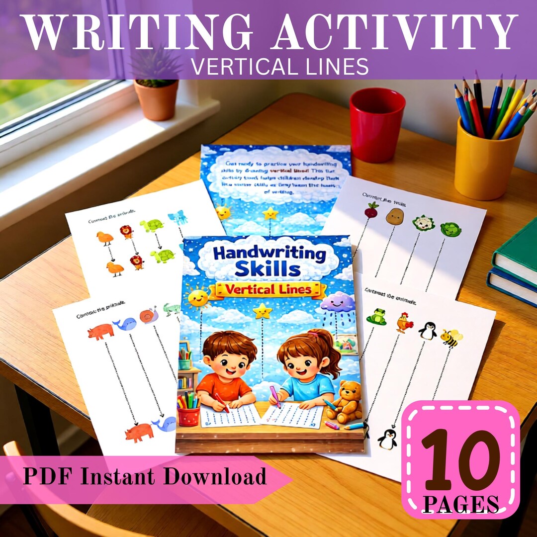 Writing Activity Vertical Lines Worksheet | Handwriting Practice for ...