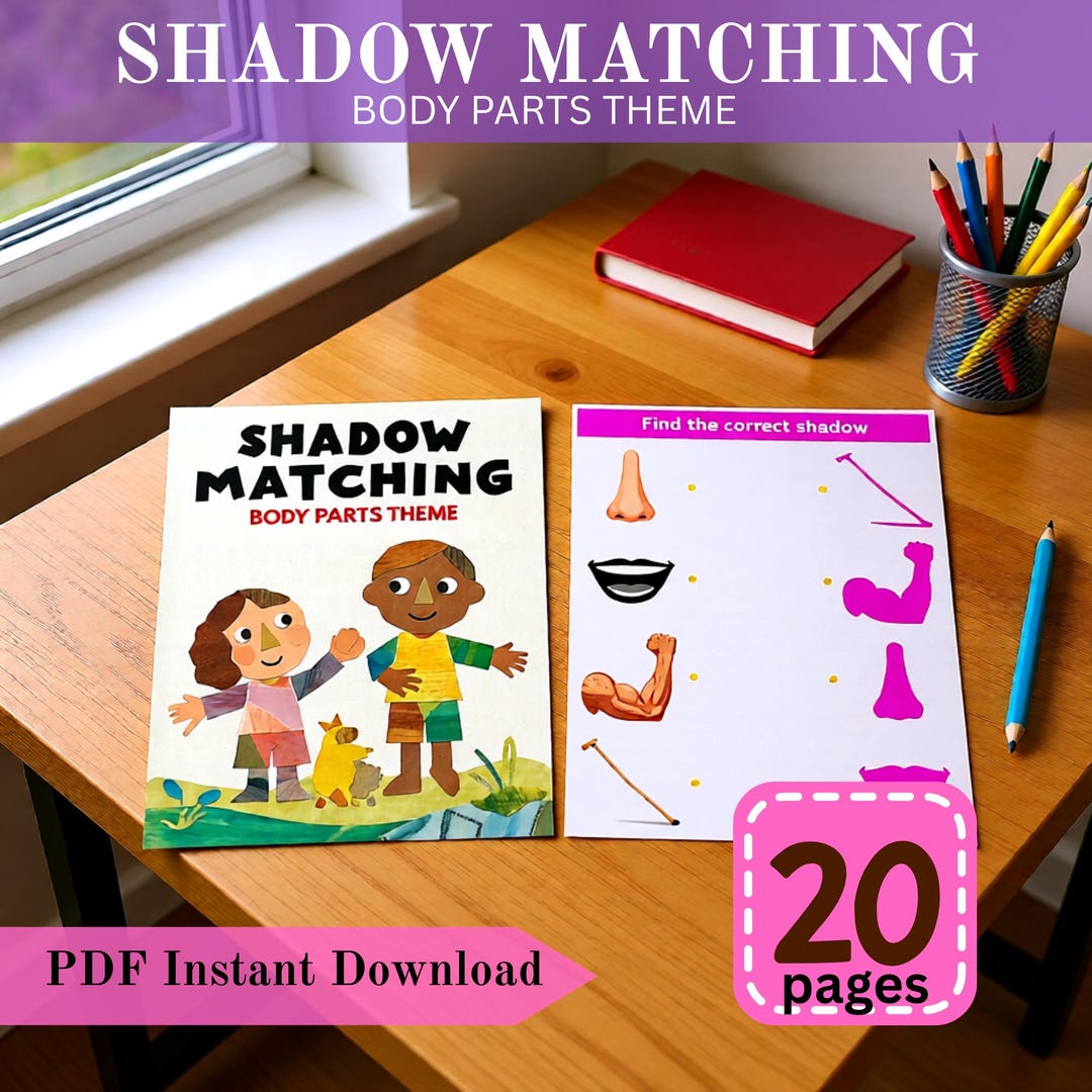 Shadow Matching Body Parts | Preschool Body Parts Activity | Visual ...