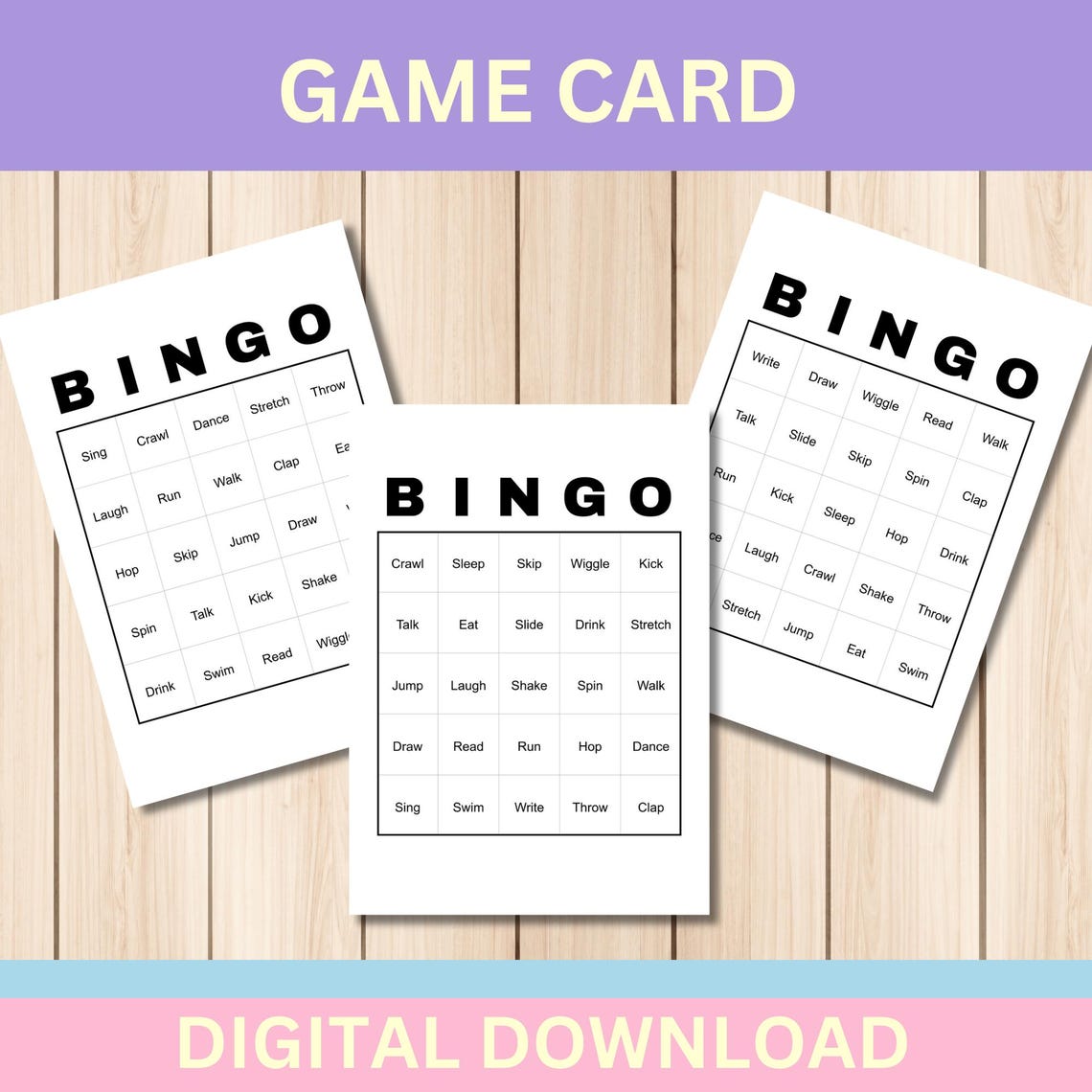 Verbs Bingo Game for Kids 50 Action Verbs Educational Printable Game ...