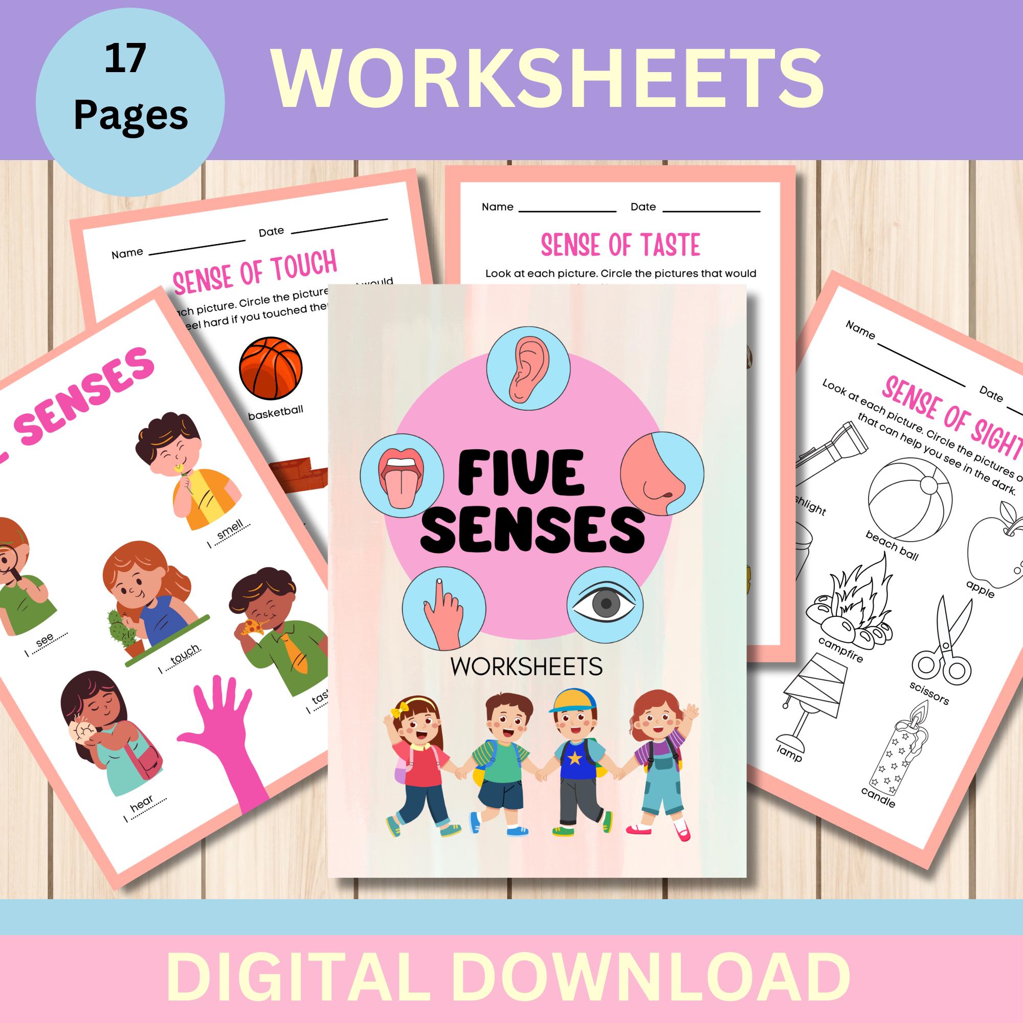 Five Senses Worksheets for Kids | Printable Activity Sheets for ...