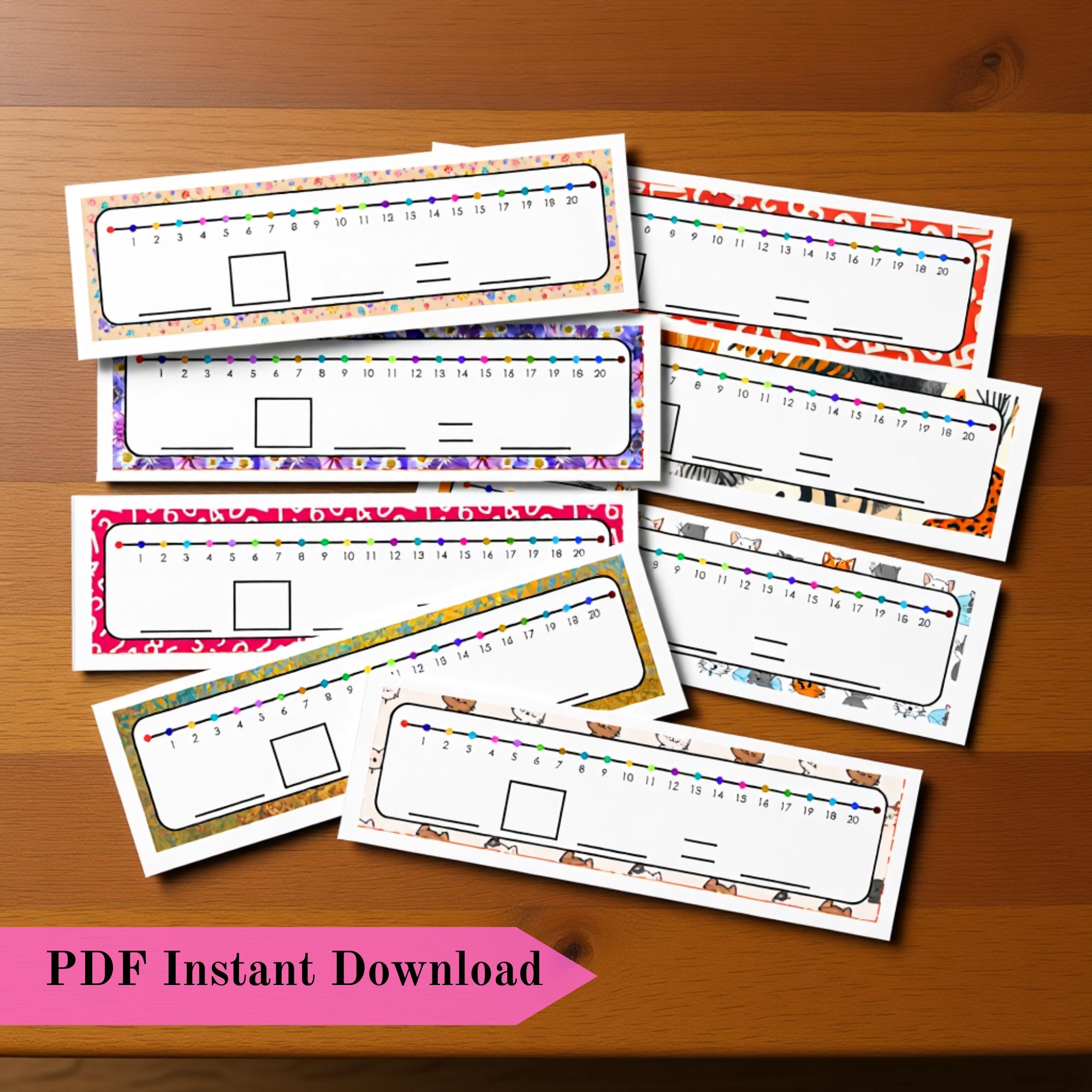 Number Line Addition & Subtraction Cards – 30 Printable Math Task Cards ...