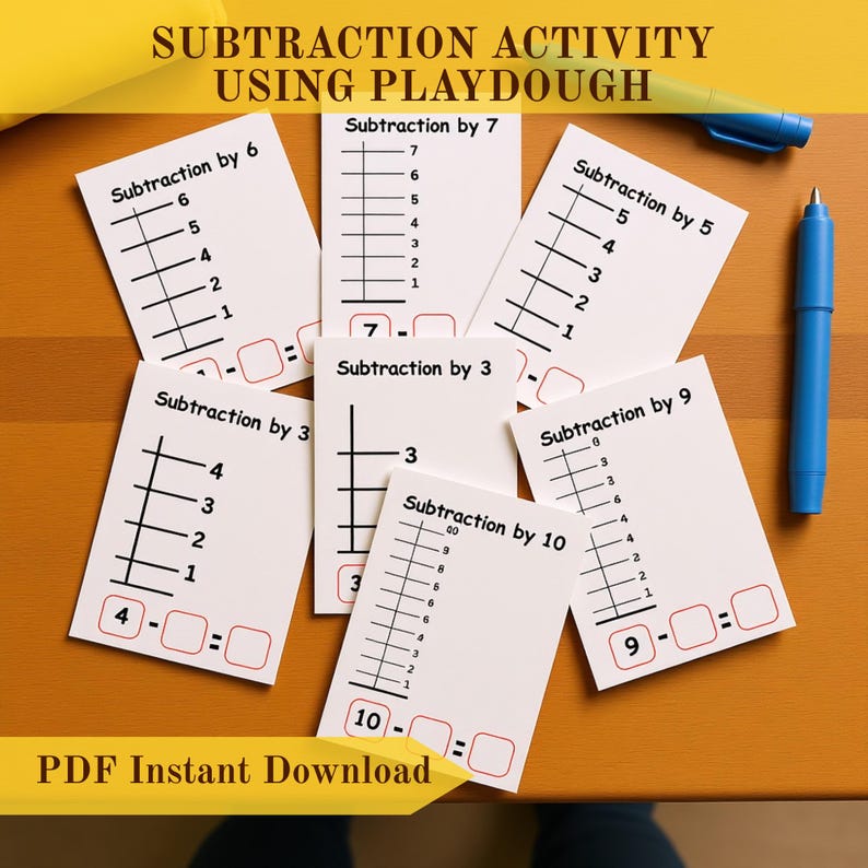 Subtraction Playdough Mats – 8 Printable Pages for Preschool ...