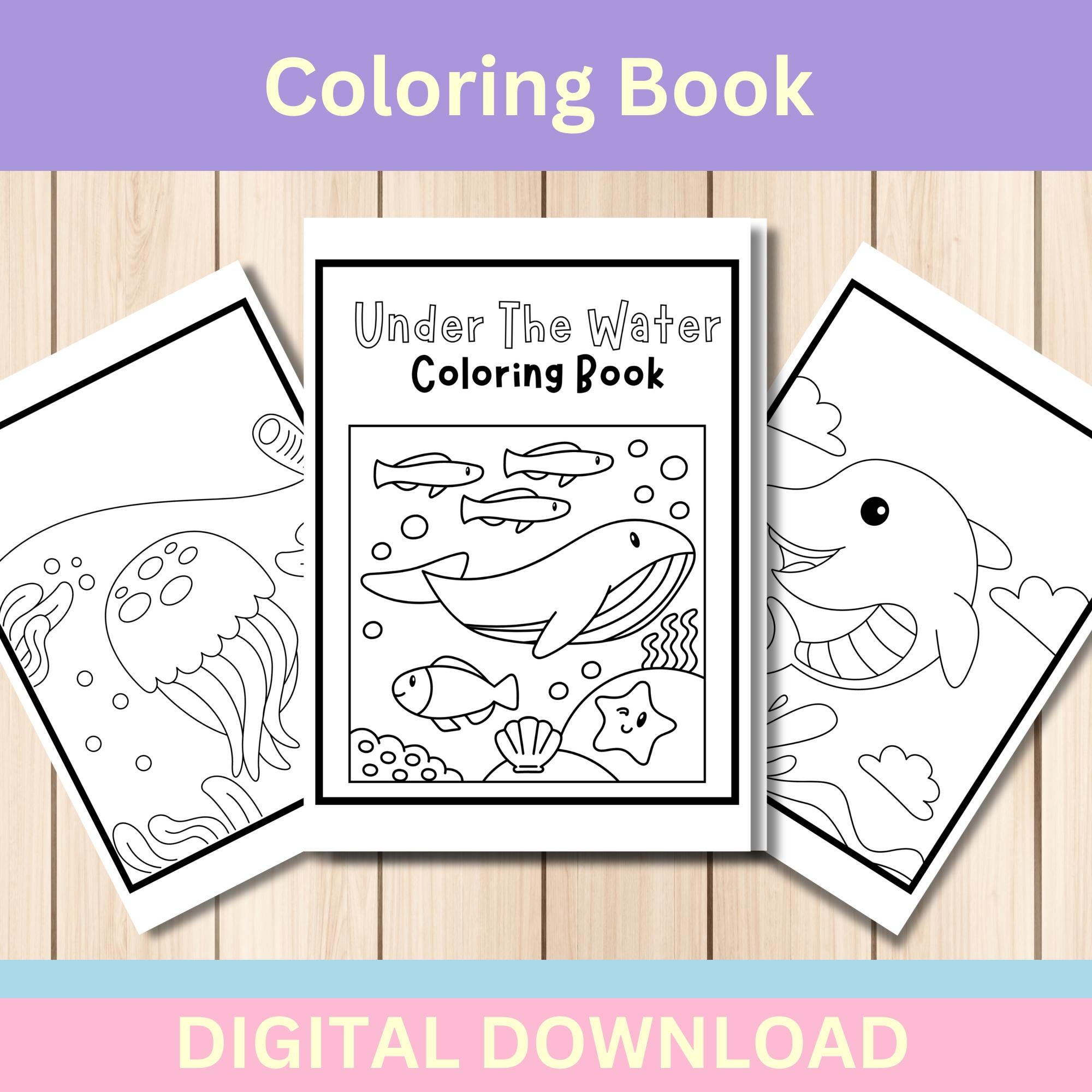 20 Under the Water Coloring Pages for Kids, Instant Download in A4 Pdf ...
