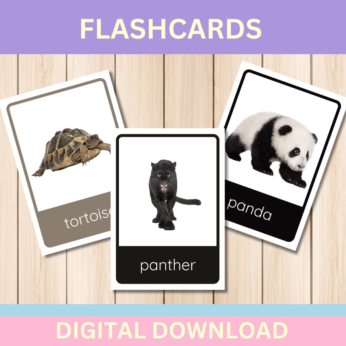 Animal Flashcards, 50 Printable Flashcards, Preschool Flashcards ...
