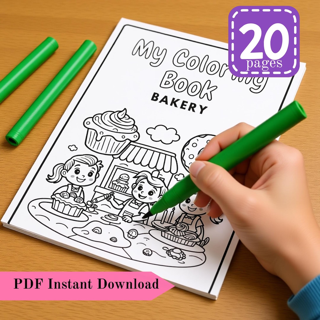 20 Bakery Coloring Pages for Kids – PDF Printable Activity Book – Easy ...