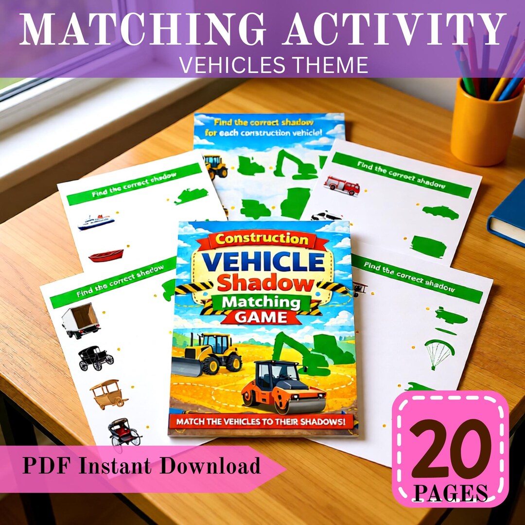 Vehicle Shadow Matching Game | Printable PDF Activity for Kids ...