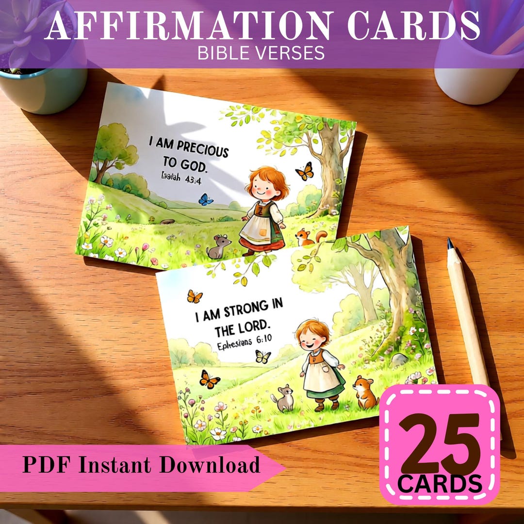 Bible Verse Affirmation Cards for Kids | Christian Positive ...